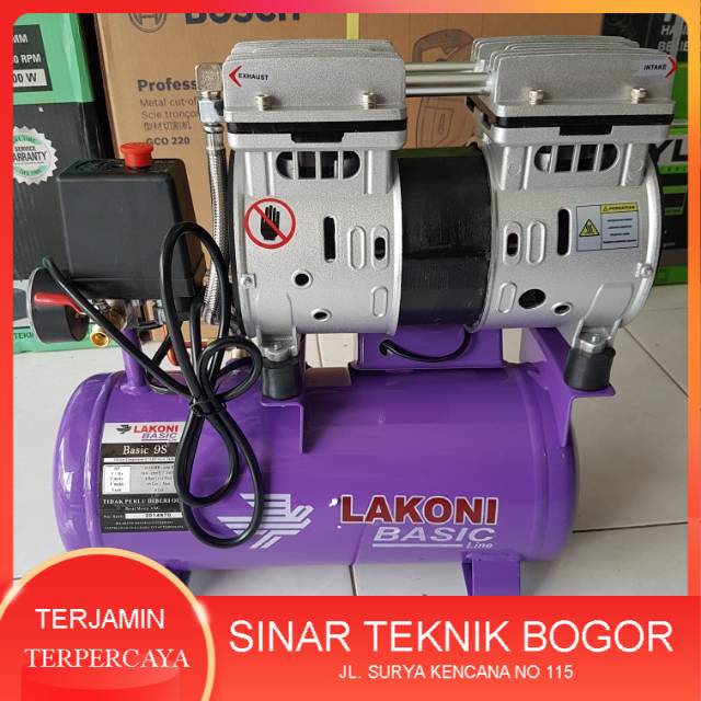 Jual Lakoni Kompresor Angin Oilless Basic 9S 8L 3/4HP tanpa oli | Shopee Indonesia