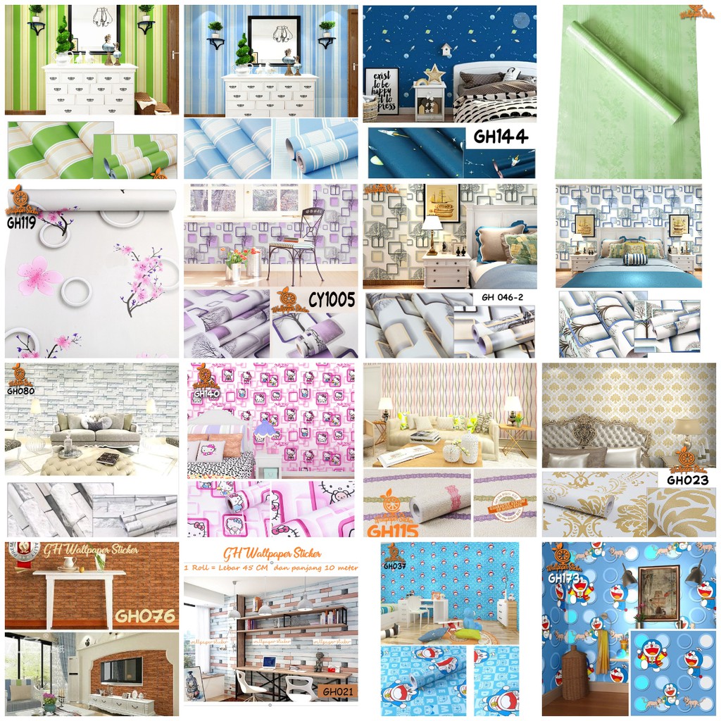 Jual Wallpaper Dinding Wallpaper Stiker Motif Salur Biru Salur Hijau