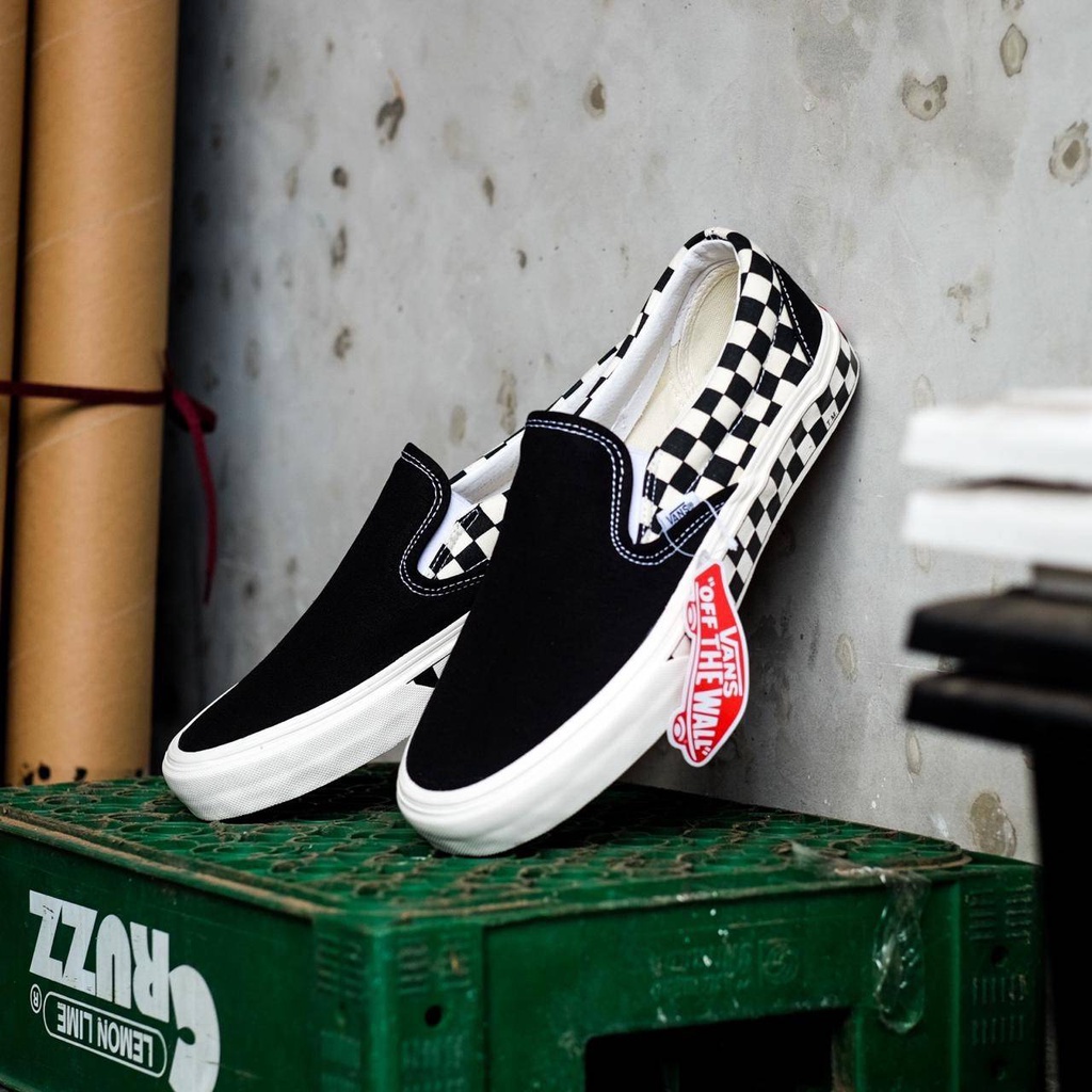 Jual Vans Slip On SideWall Checkerboard Black White Original | Shopee ...