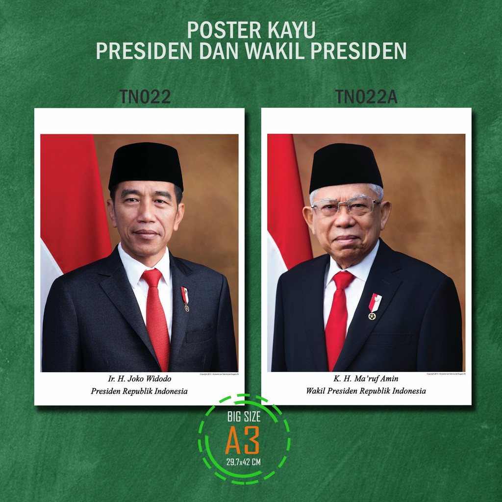 Jual Poster Kayu PRESIDEN dan WAKIL PRESIDEN RI Ukuran BesarA3 Standart ...