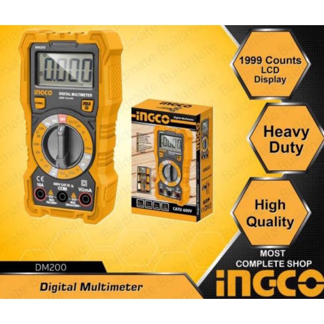 Jual INGCO DIGITAL MULTIMETER MULTITESTER 600V LCD DISPLAY INGCO DM2002 ...