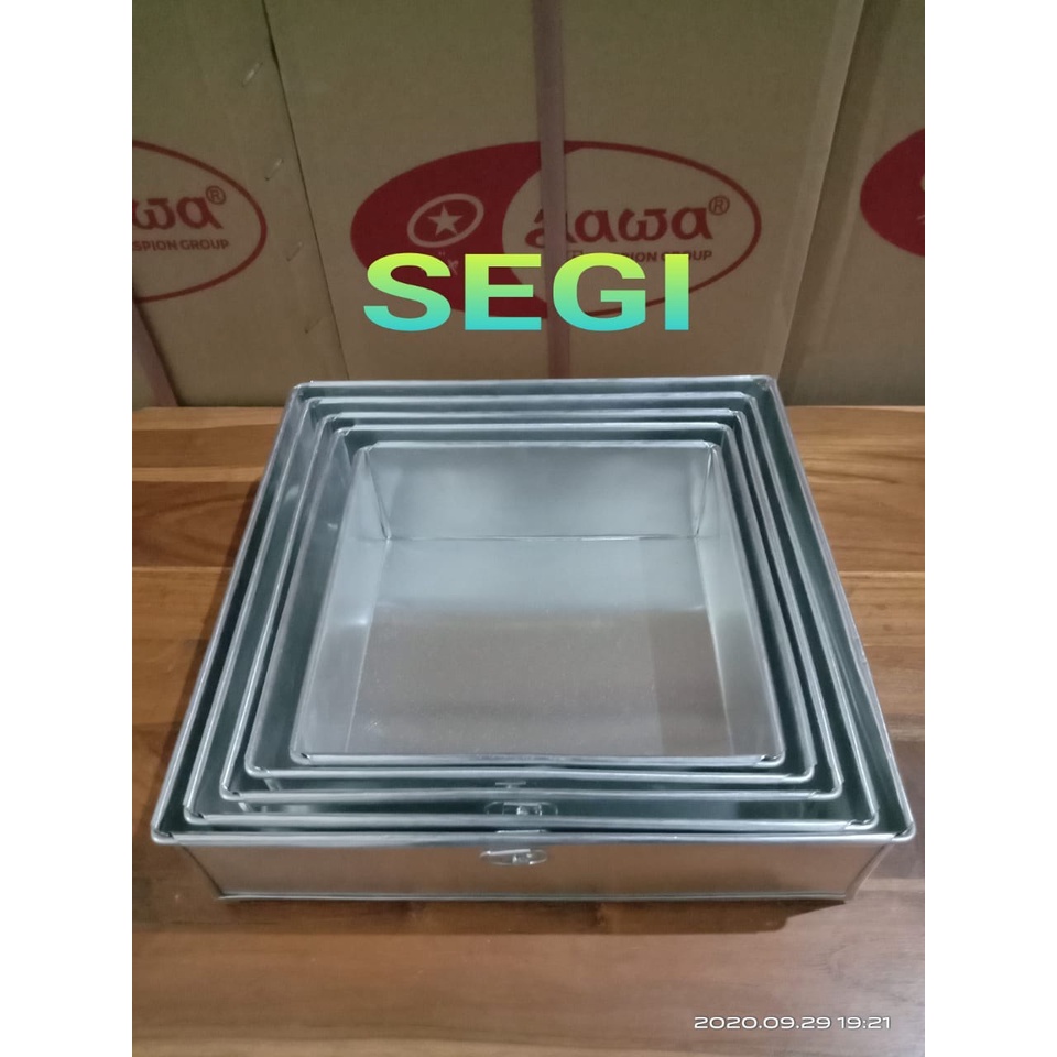 Jual Loyang set Aluminium Segi Ukuran 20 cm 21 cm 23 cm 25 cm 27 cm (5 pcs) | Shopee Indonesia
