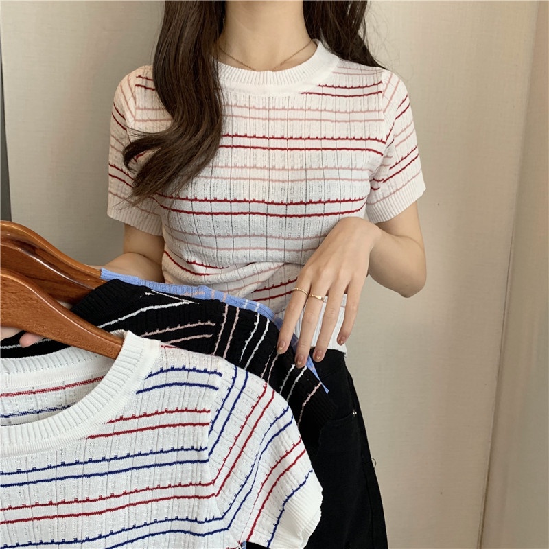 Jual Atasan rajut model korea untuk wanita. T-Shirt Vintage Crop Top Wanita | Shopee Indonesia