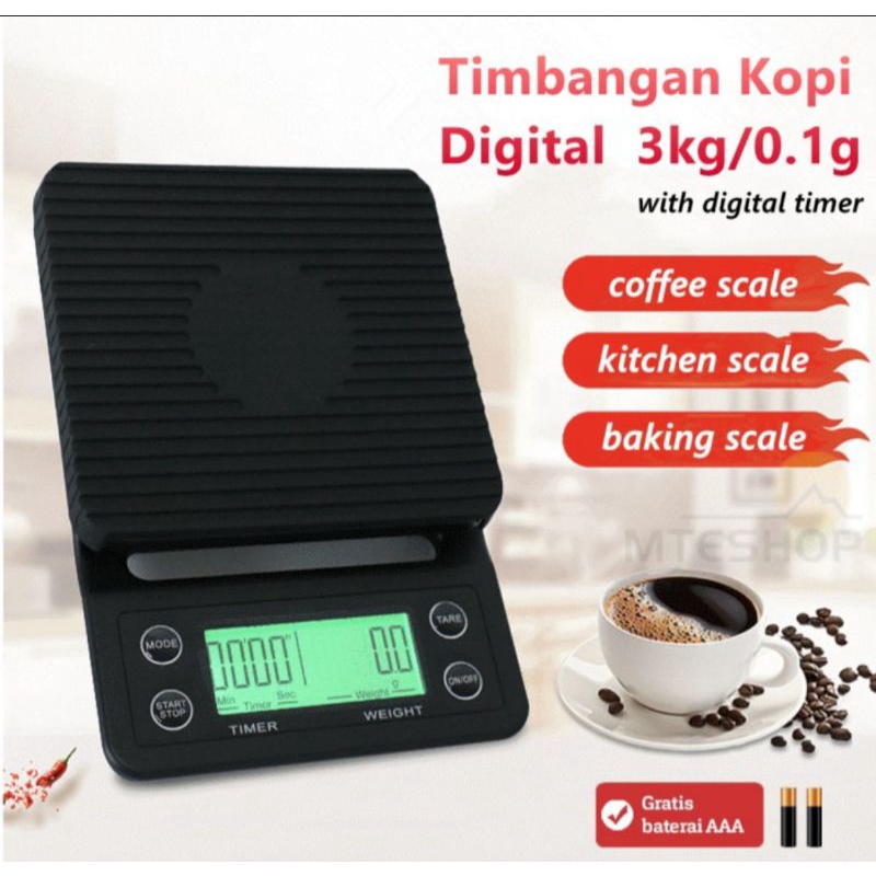 Jual Timbangan Kopi Digital 3 Kg/0.1g Timer V60 Drip Coffee Scale | Shopee Indonesia