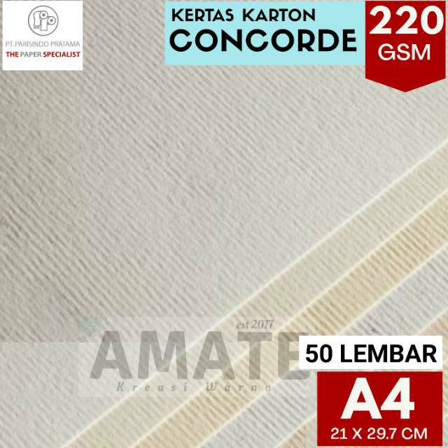 Jual Kertas Karton Concorde Laid 220g Isi 50 Lembar - Kertas Fancy ...