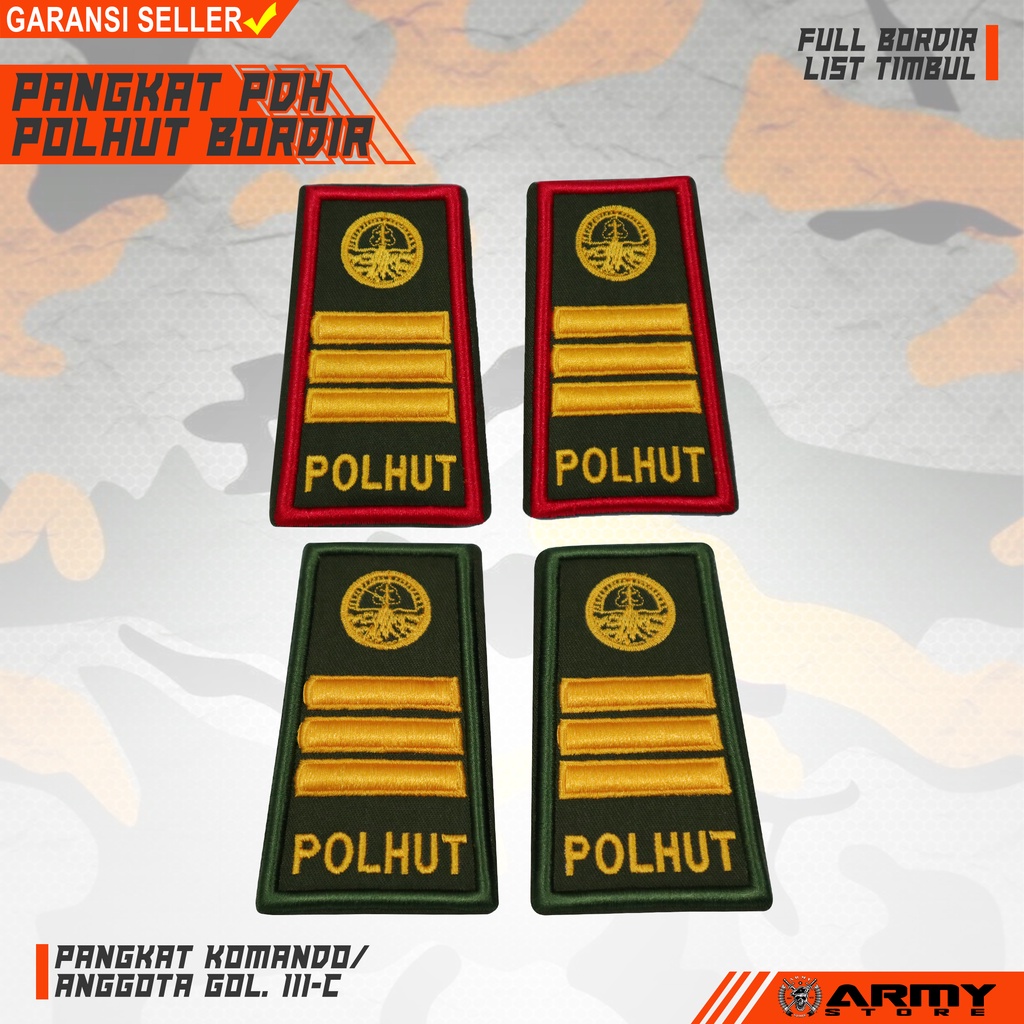 Jual pangkat pdh polhut bordir golongan 3c anggota/komando | Shopee ...