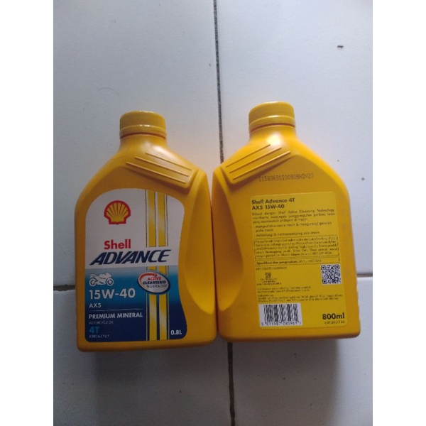 Jual OLI MESIN PELUMAS MESIN SHELL ADVANCE 15W-40 0.8L 800ML ORI RESMI ...
