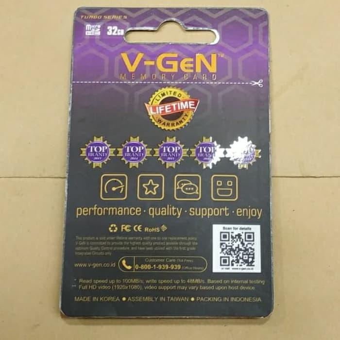 Jual micro sd vgen 32gb turbo microsd v-gen 32gb turbo class 10 ...