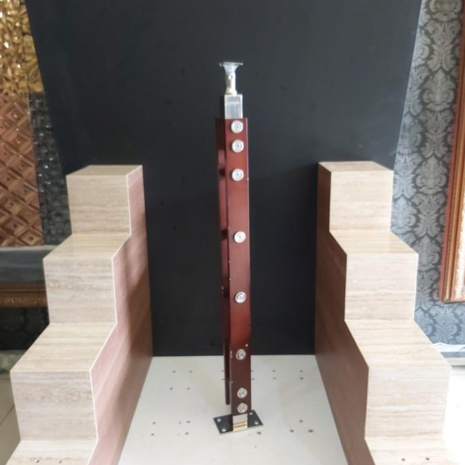 Jual Tiang Railing Tangga Stainless + Kayu Mahoni RK 74 | Shopee Indonesia