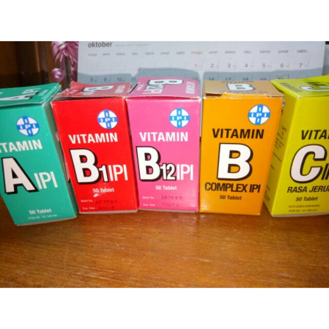 Jual Vitamin Ipi A, B1,B12,B complex, C sepaket isi 50 tablet | Shopee ...