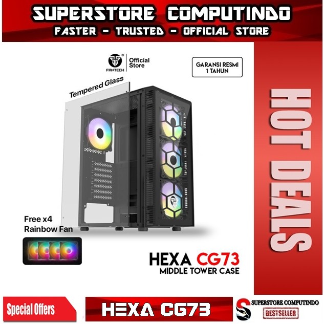 Jual Fantech HEXA CG73 Tempered Glass ATX Gaming Case | Shopee Indonesia