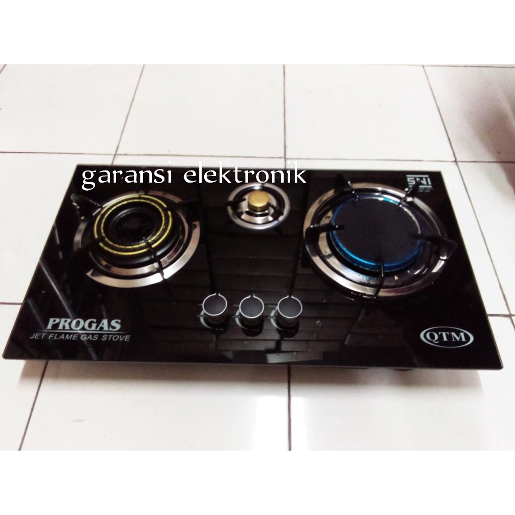 Jual PROGAS KOMPOR TANAM GAS KACA MIX BARA QTM FULL HITAM 3 TUNGKU API ...