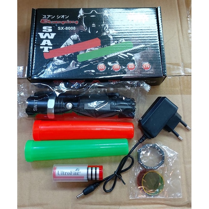 Jual Senter SWAT POLICE Dengan 2 Cone Lalin // Double Cone Lalu Lintas ...