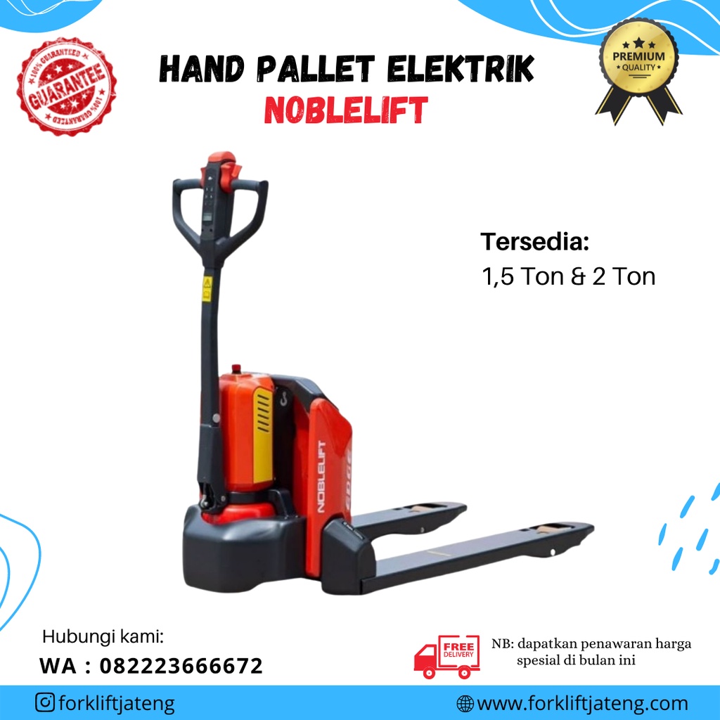 Jual Hand Pallet Electric 1,5 Ton Noblelift / Electric Pallet 1,5 Ton ...