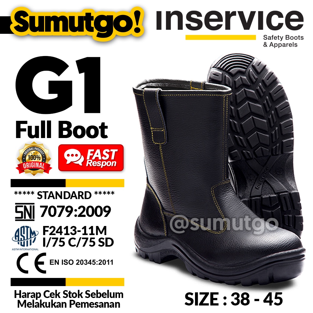 Jual INSERVICE G1 Pull Rigger Safety Shoes Slip on Sepatu Boot Kerja ...