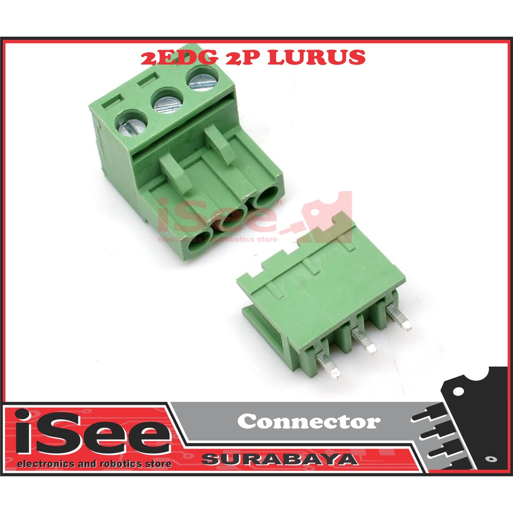 Jual 2EDG 5.08 3P lurus Green Terminal 3 pin Block Connector screw 5 ...