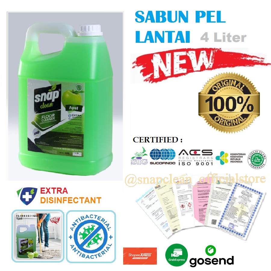 Jual Sabun Pel Lantai Snap Clean 4 Liter Extra Disinfektan | Shopee ...