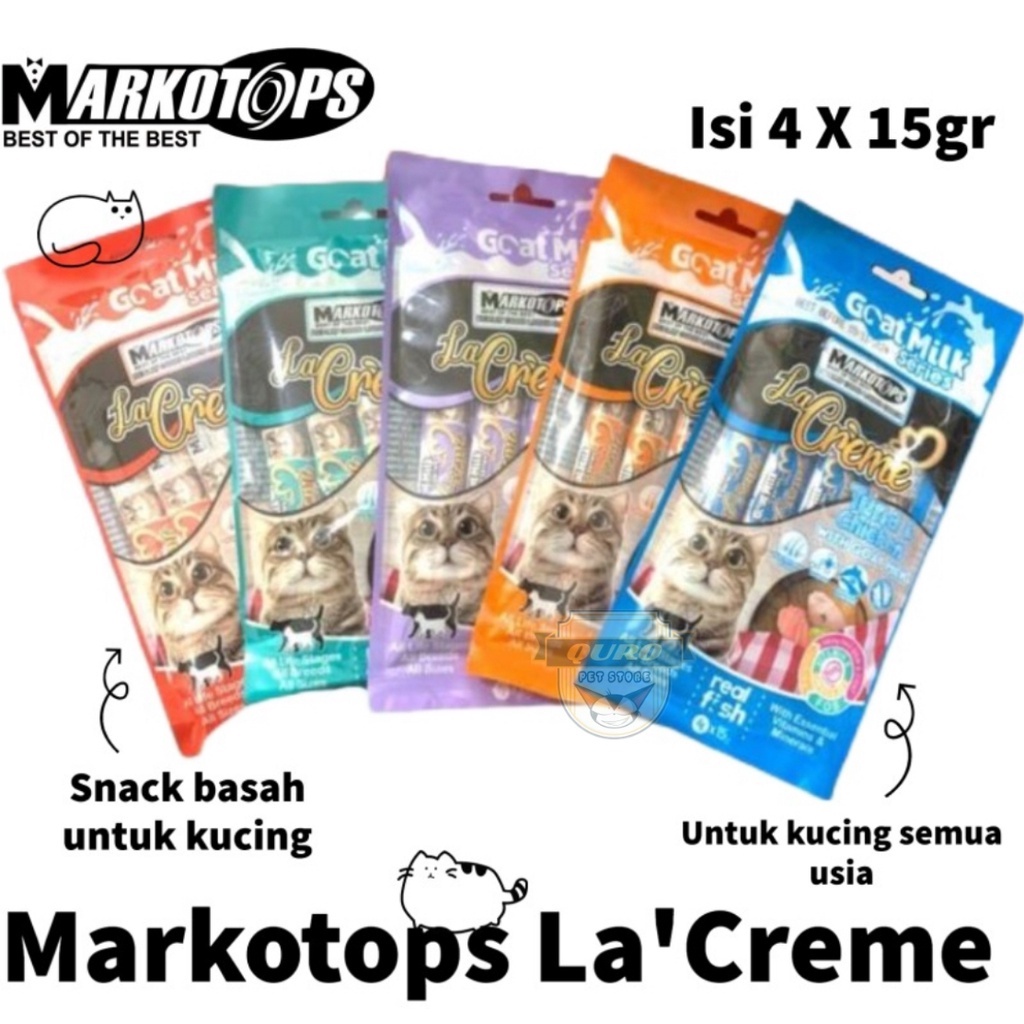 Jual snack kucing MARKOTOPS La'Creme 15gx isi 4pcs | Shopee Indonesia