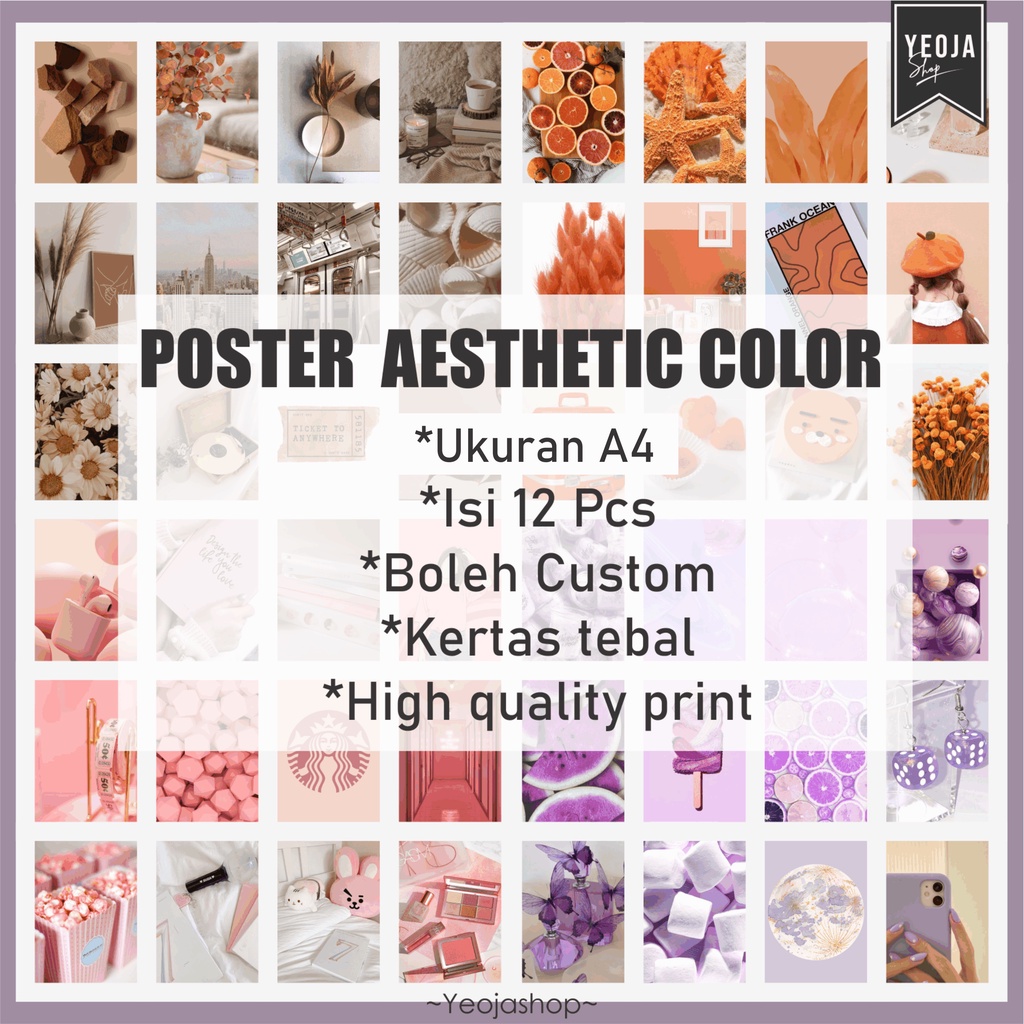 Jual Poster Dinding Aesthetic Color A4 | 12 PCS | Custom Poster ...