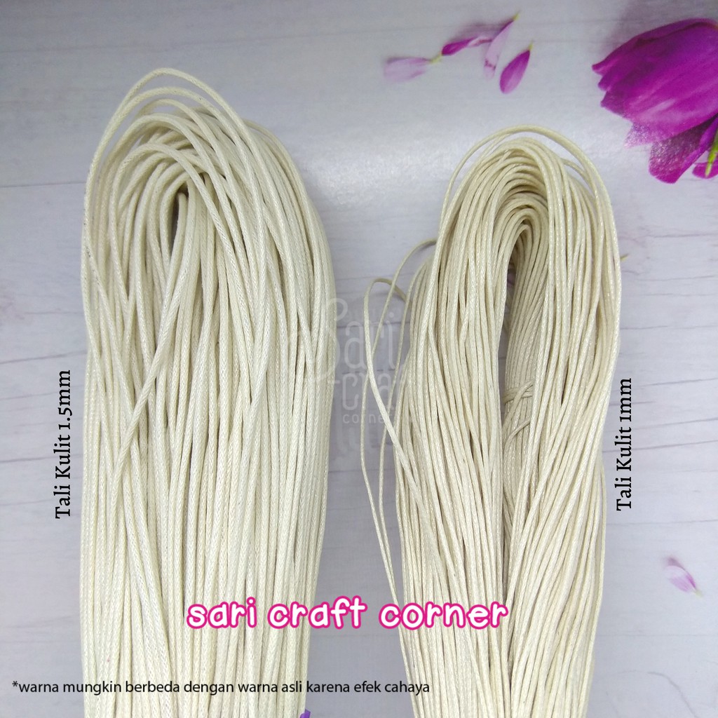 Jual Tali kulit 1mm 1.5mm Waxed Cotton Cord - Ivory | Shopee Indonesia