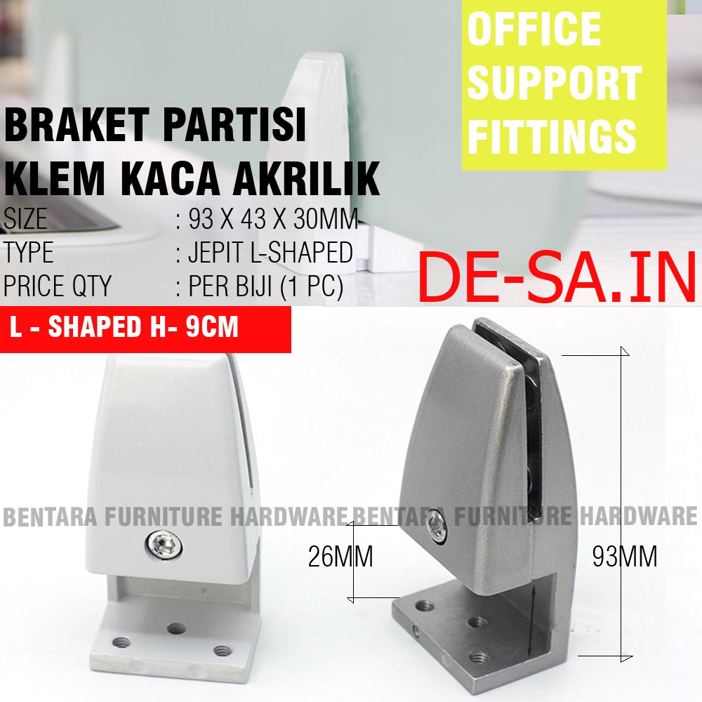 Jual BRAKET TIPE-L PARTISI AKRILIK KACA - OFFICE DESK SUPPORT BRACKET ...