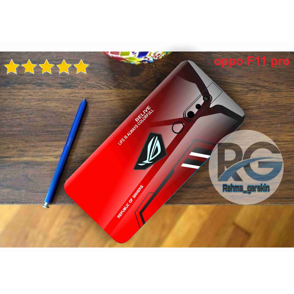 Jual garskin hp oppo F11 pro motif ROG black red - free custom via chat ...