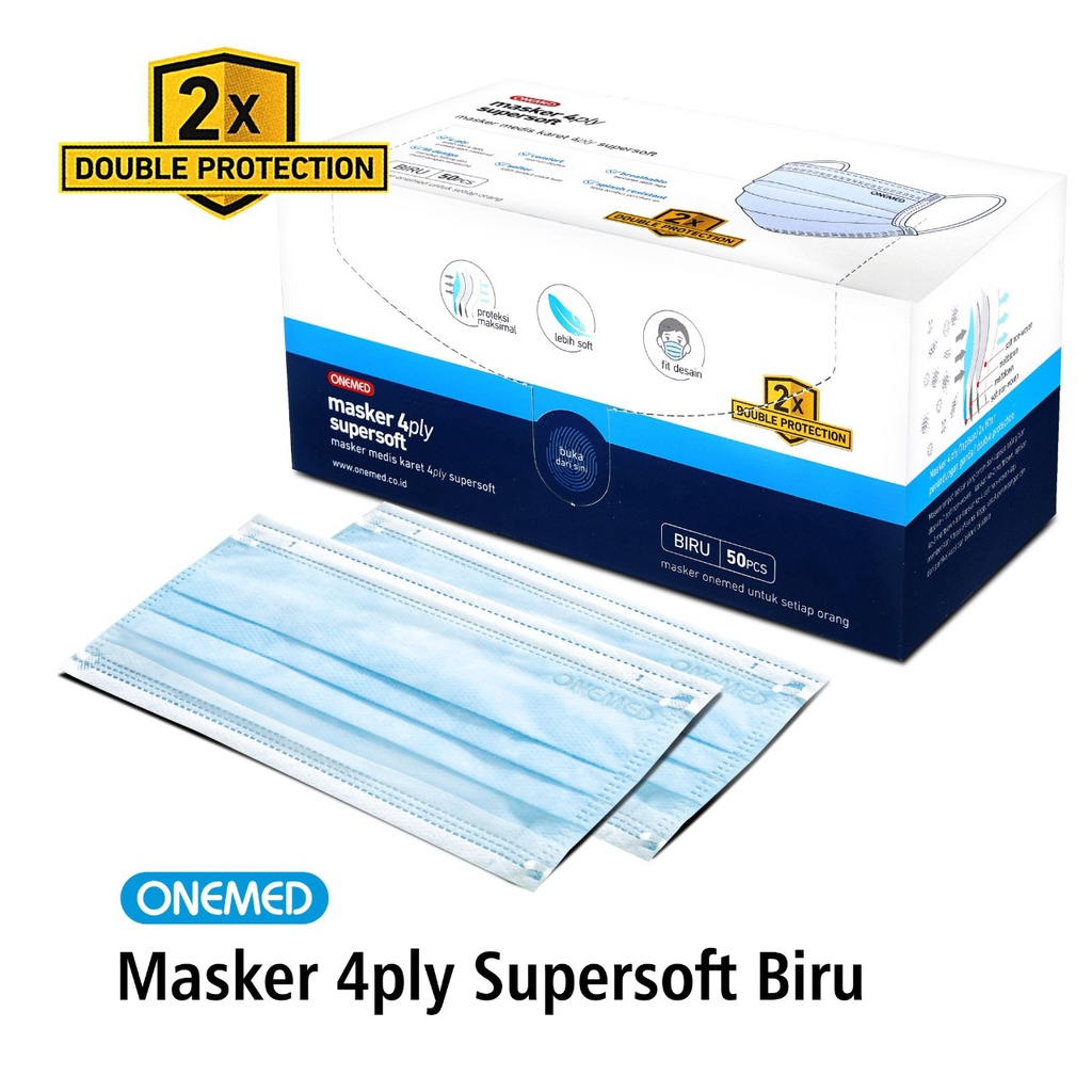 Jual Masker Karet 4ply Super Soft Onemed Box Isi 50 Pcs - Biru OJ3 ...