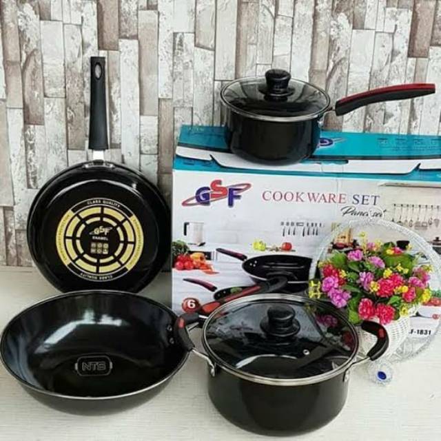 Jual Panci Set 4pcs GSF 1831 COOKWARE SET ENAMEL Panci Set Food Grade ...