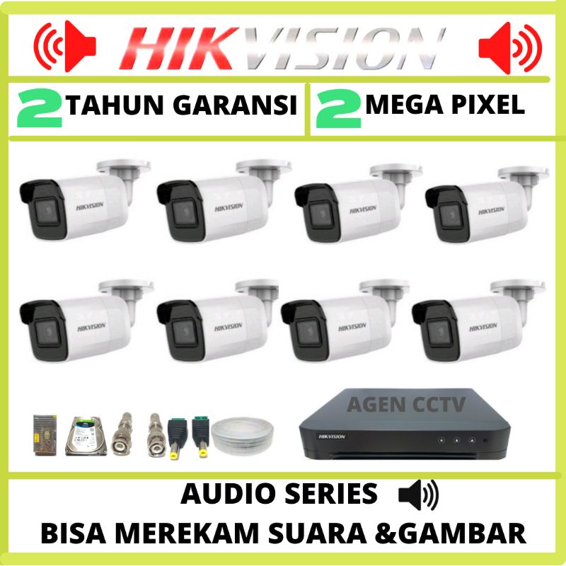 Jual PAKET CCTV HIKVISION 8 CHANNEL 8 KAMERA 2MP AUDIO SERIES FULL ...
