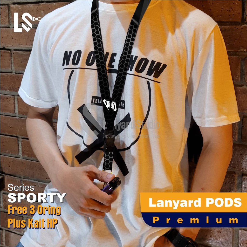 Jual Lanyard PODS Premium Series SPORTY FREE 3 Oring Plus Kait HP By ...