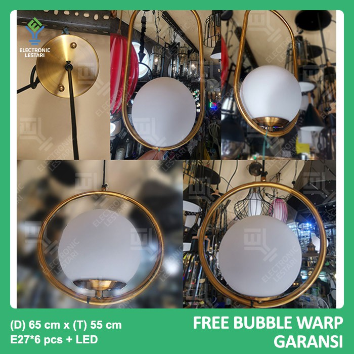 Jual Lampu Gantung Hias Minimalis Gold Bola Kelereng Kaca Ruang Tamu ...