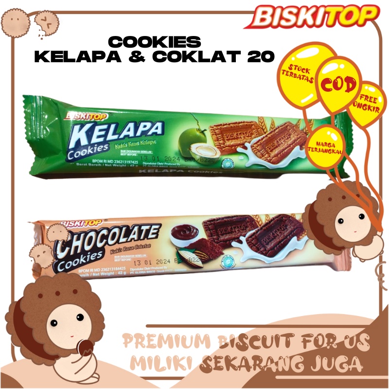 Jual BISKITOP - COOKIES KELAPA & COKLAT 20 Biskuit Biskitop Cemilan ...