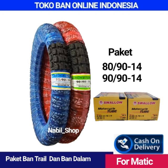 Jual Paket Ban trail + Ban Dalam 80/90-14 dan 90/90 -14 matic | Shopee ...