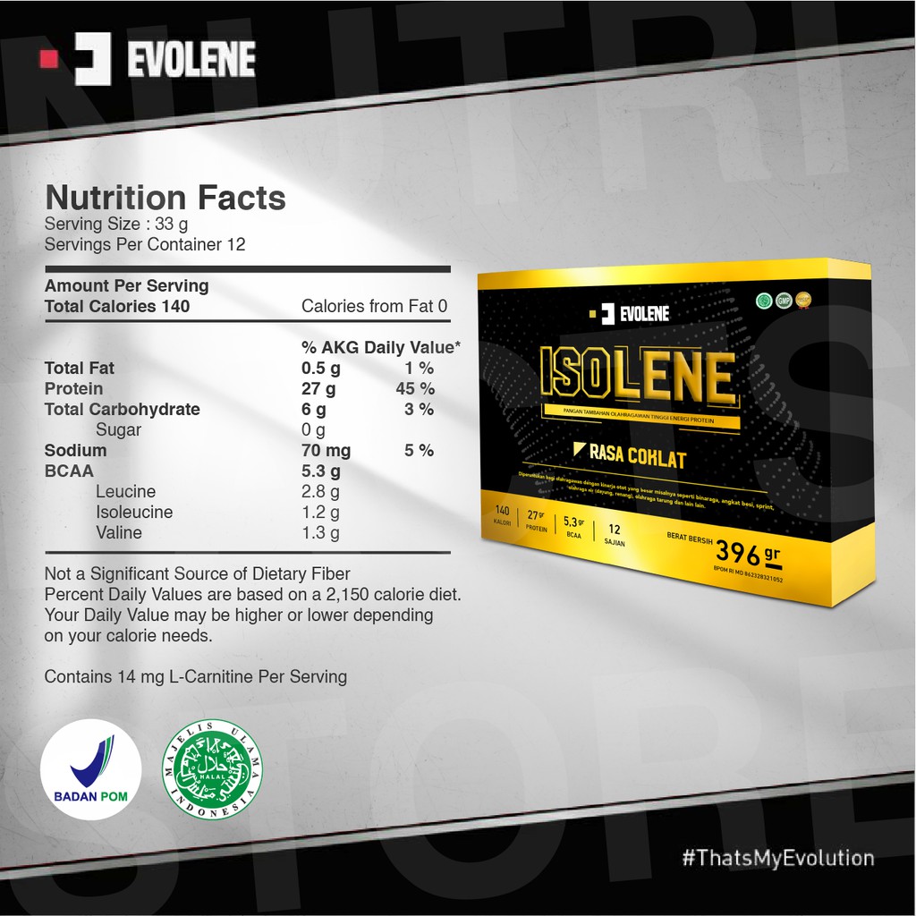 Jual Evolene Whey Protein Isolene Isolate 396gr 12 Sachet 12 Serving ...