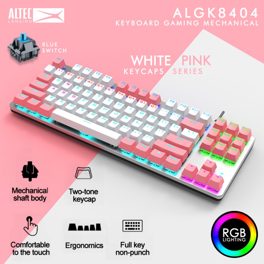 Jual Keyboard Gaming Altec Lansing ALGK-8404 Pink White - Ten Key Less ...