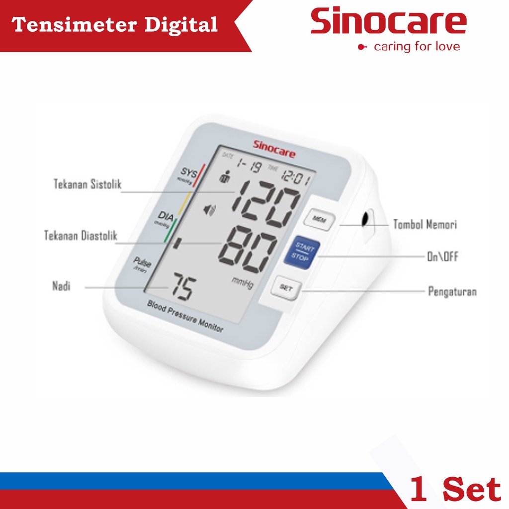 Jual Sinocare BA-801 Tensimeter Digital Otomatis | Shopee Indonesia