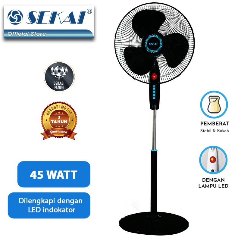 Jual SEKAI Kipas Angin Berdiri / Stand Fan 16 Inch Kaki Bulat Dengan ...