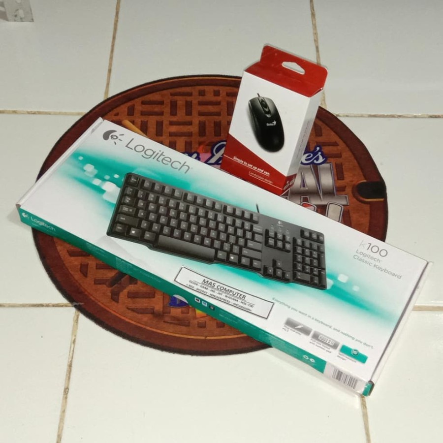 Jual Keyboard Logitech K100 (Colokan Bulet) + Mouse PS2 (Colokan Bulet ...