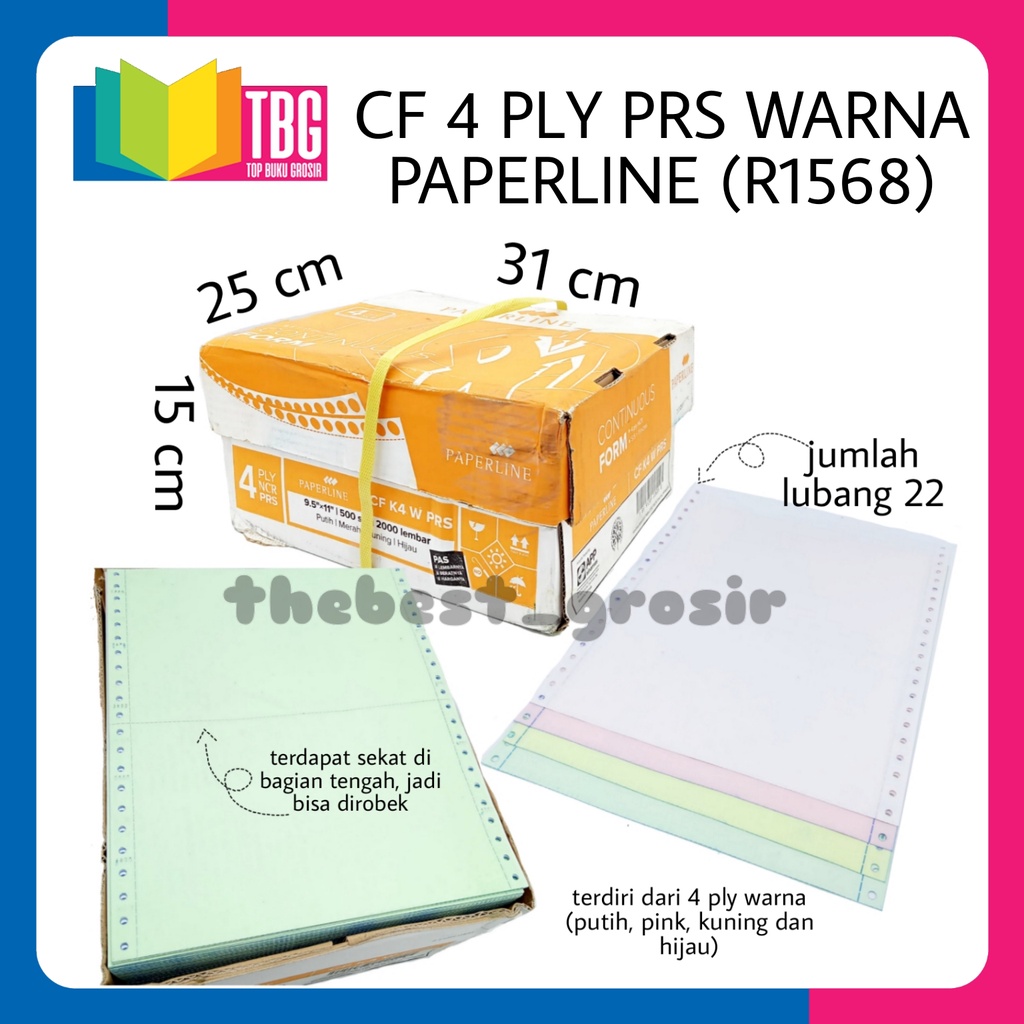 Jual 1 DUS CF 4 PLY PRS W PAPERLINE / CONTINUOUS FORM / KERTAS KASIR ...