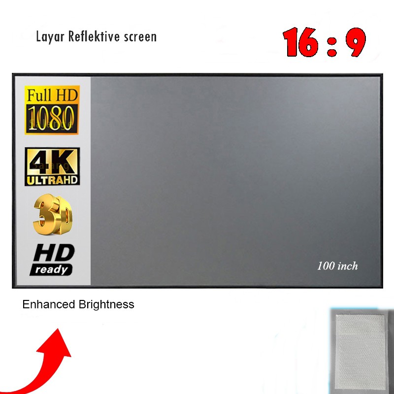 Jual Screen layar proyeksi Reflektif 100 in 16:9 (221cm x 125cm) layar ...