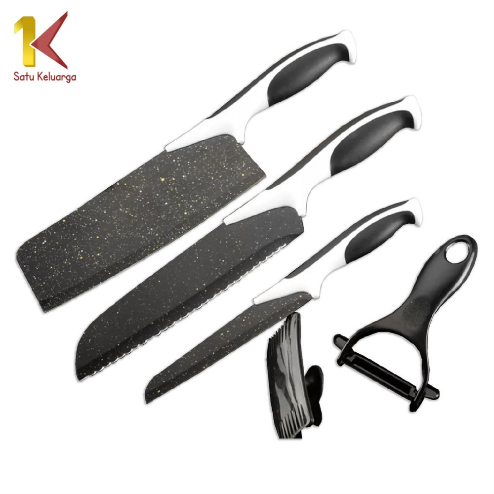 Jual Satu Keluarga Pisau Dapur Set 5in1 C443 Kitchen Knife Set Ceramik Peeler Pengupas Buah Dan