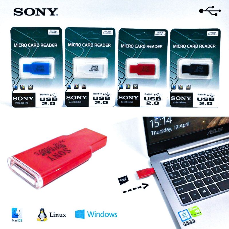 Jual Card Reader Micro SD Sony USB TF Card Reader | Shopee Indonesia