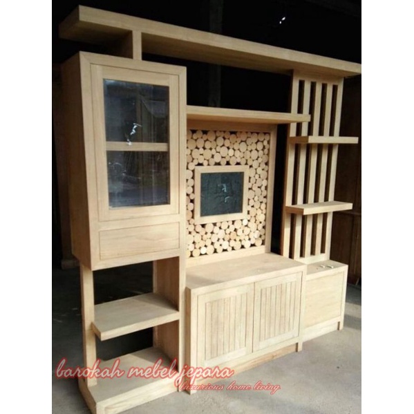 Jual Bufet TV Partisi penyekat Ruangan Jati Minimalis 2 meter jepara ...