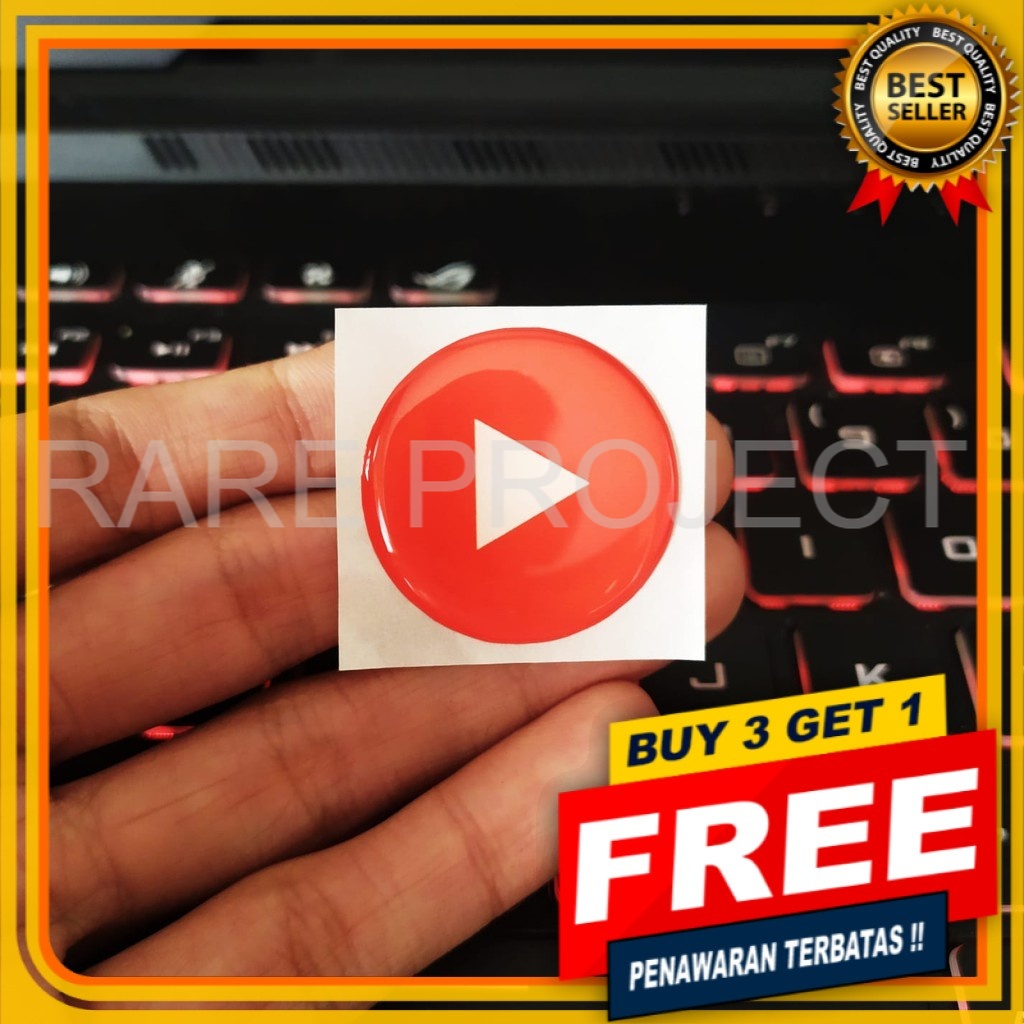 Jual YOUTUBE STIKER TIMBUL UKURAN KALIPER REM MOTOR STIKER 3D TIMBUL ...