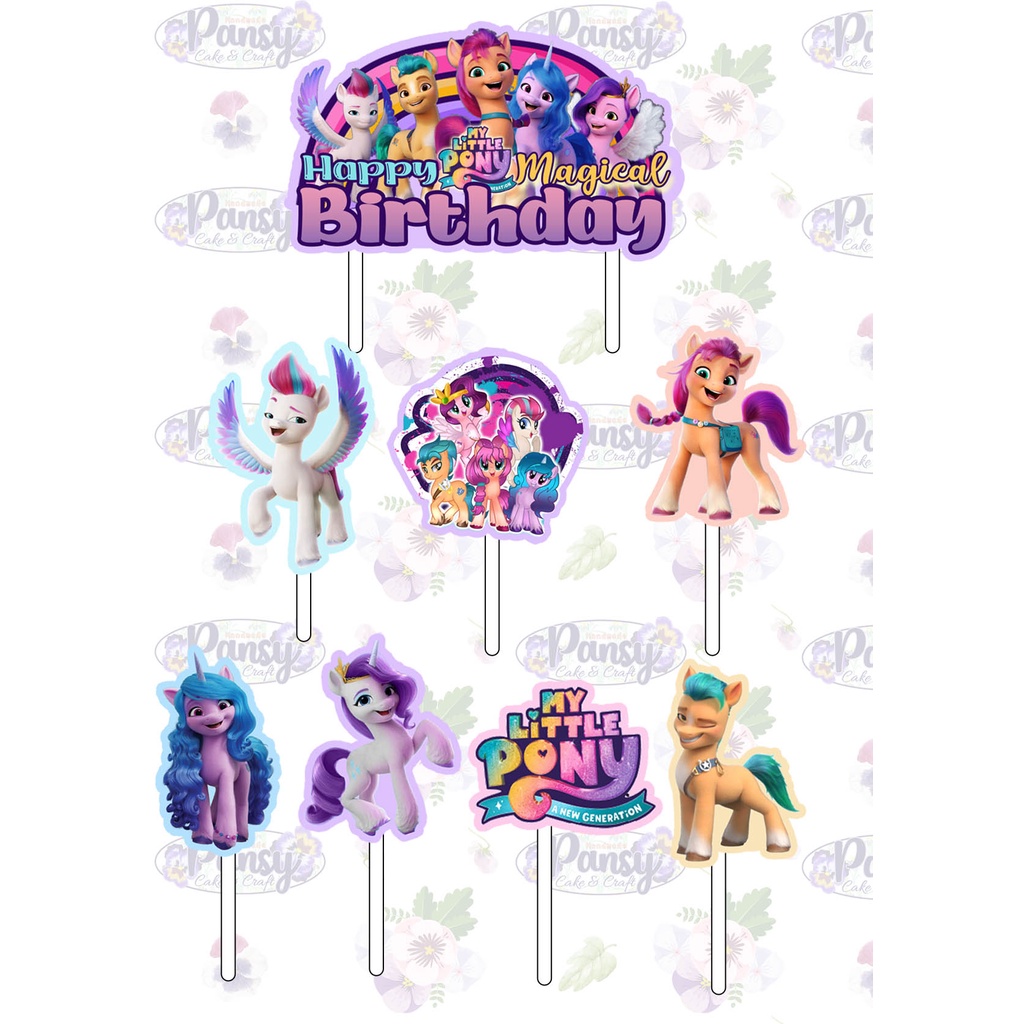 Jual Cake topper / Cupcake topper Little Pony New Generation + banner ...