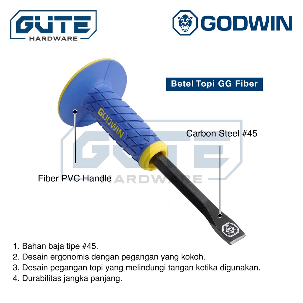 Jual Betel Topi / Pahat Beton / Stone Chisel "GODWIN" Gagang PVC Jumbo ...