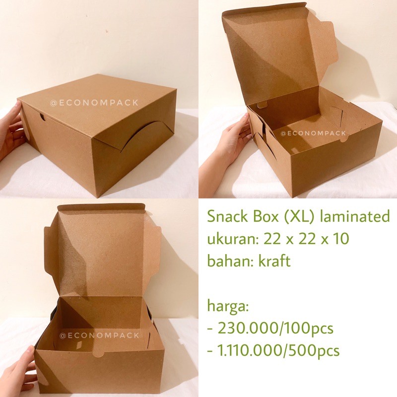 Jual Box kraft 22x22x10 laminated / dus makanan/ kemasan makanan / dus ...