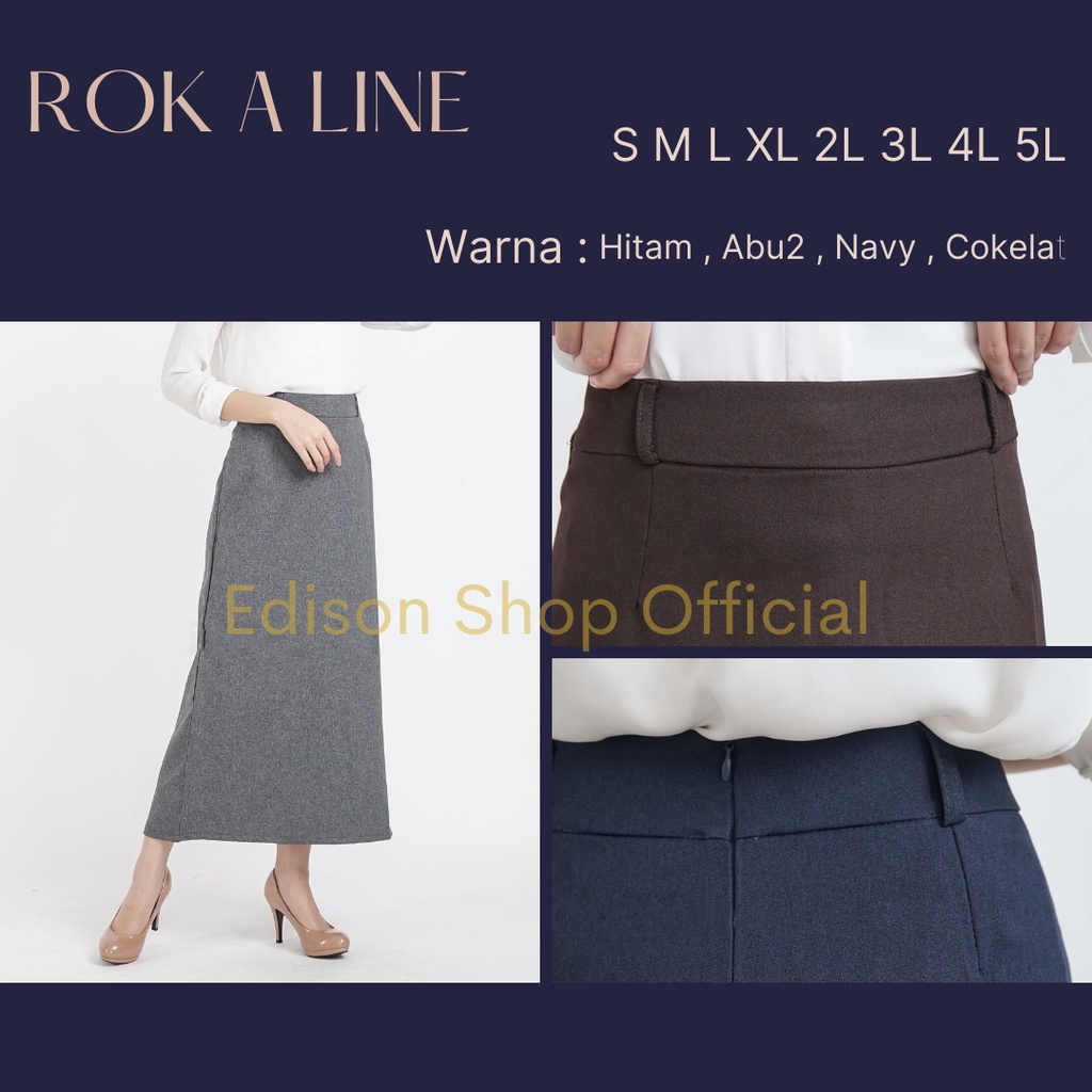 Jual Rok A Panjang Kerja Wanita Kantor Hitam / Rok A Line Kerja Wanita ...