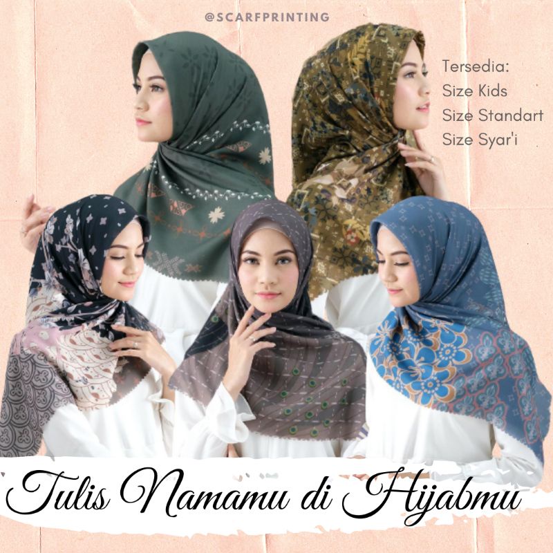 Jual Hijab Printing | Voal Premium GRATIS custom nama | Shopee Indonesia