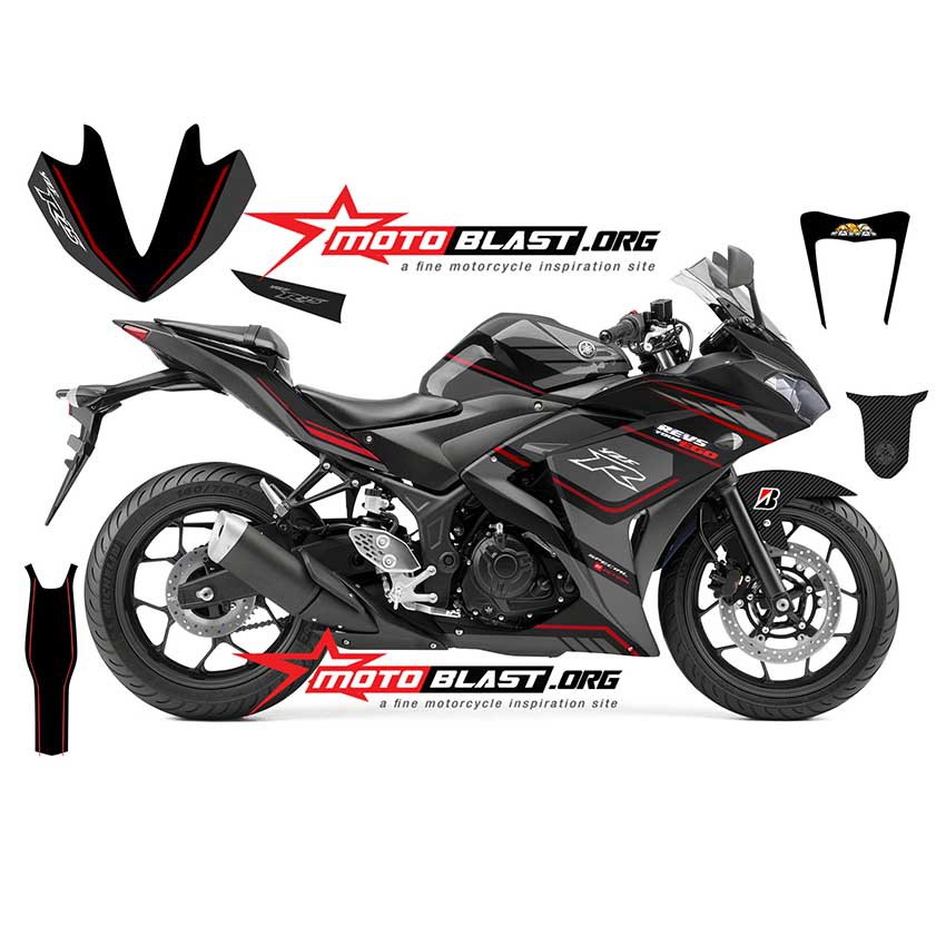 Jual Decal Stiker YAMAHA YZF R25 BLACK ELEGANT FULL BODY MOTOBLAST ...